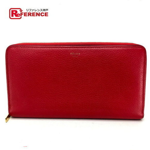 Celine | Bags | Celine Zip Wallet Leather Red | Poshmark